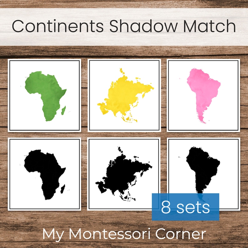 Montessori Continents Shadow Matching Activity - Etsy