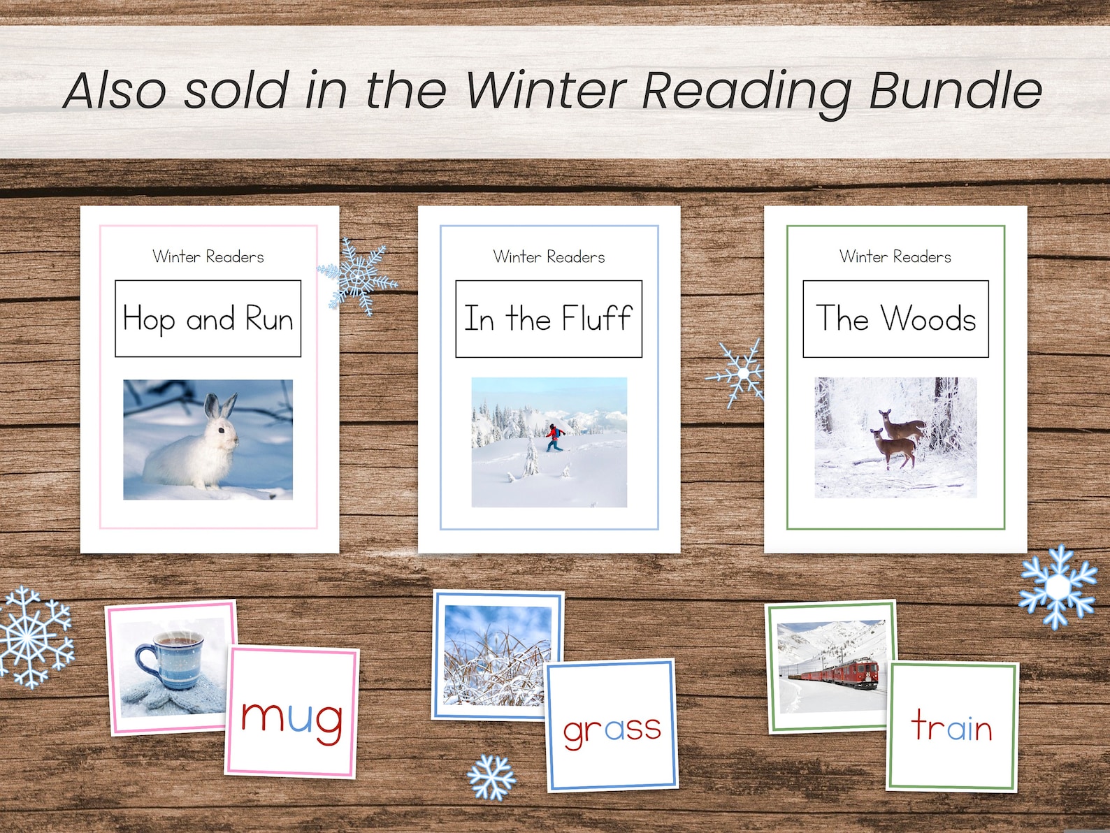 Winter Montessori Green Series Reading Cards (picture and Word Matching ...