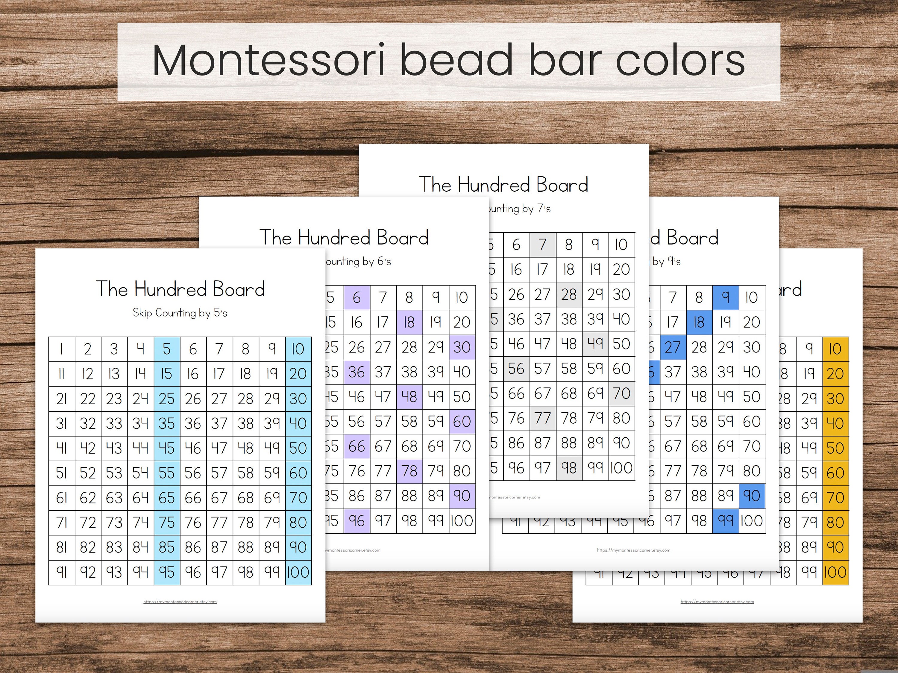 Hundred Chart Skip Counting Pack (montessori Math Printable) - Etsy