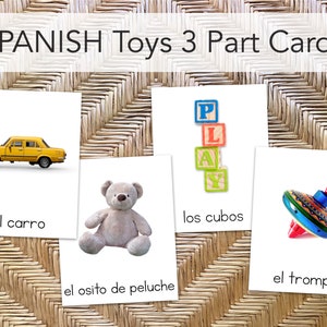 SPANISH Toys 3 Part Cards: Montessori Preschool Homeschool - Etsy