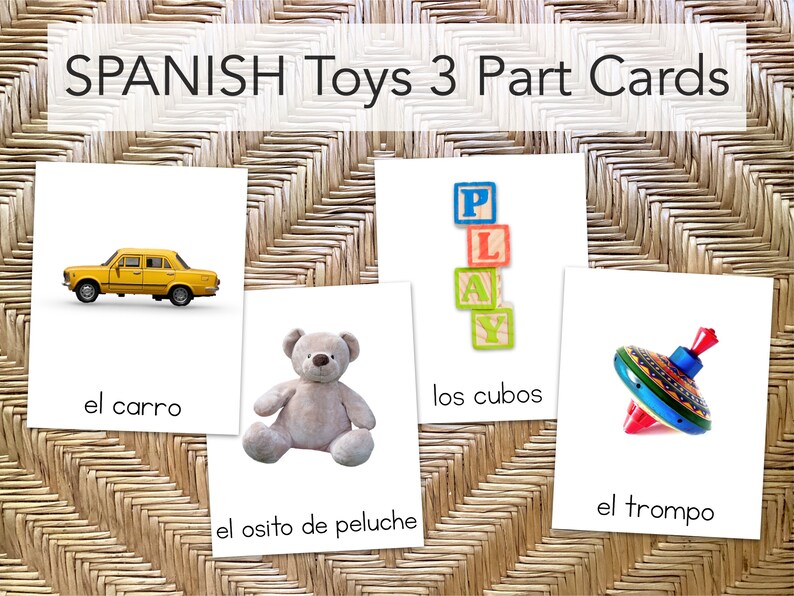 SPANISH Toys 3 Part Cards: Montessori Preschool Homeschool - Etsy