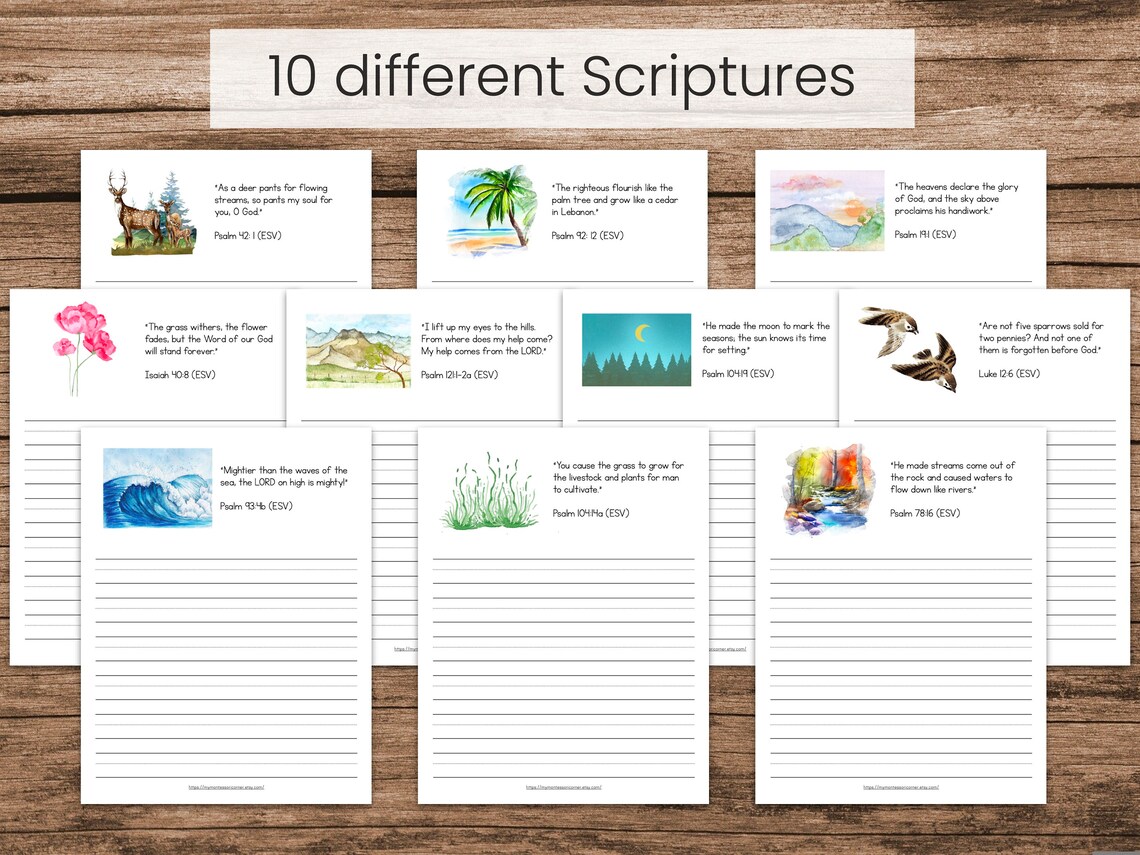 Nature Bible Verses Copywork (printable Tracing and Handwriting Pages ...