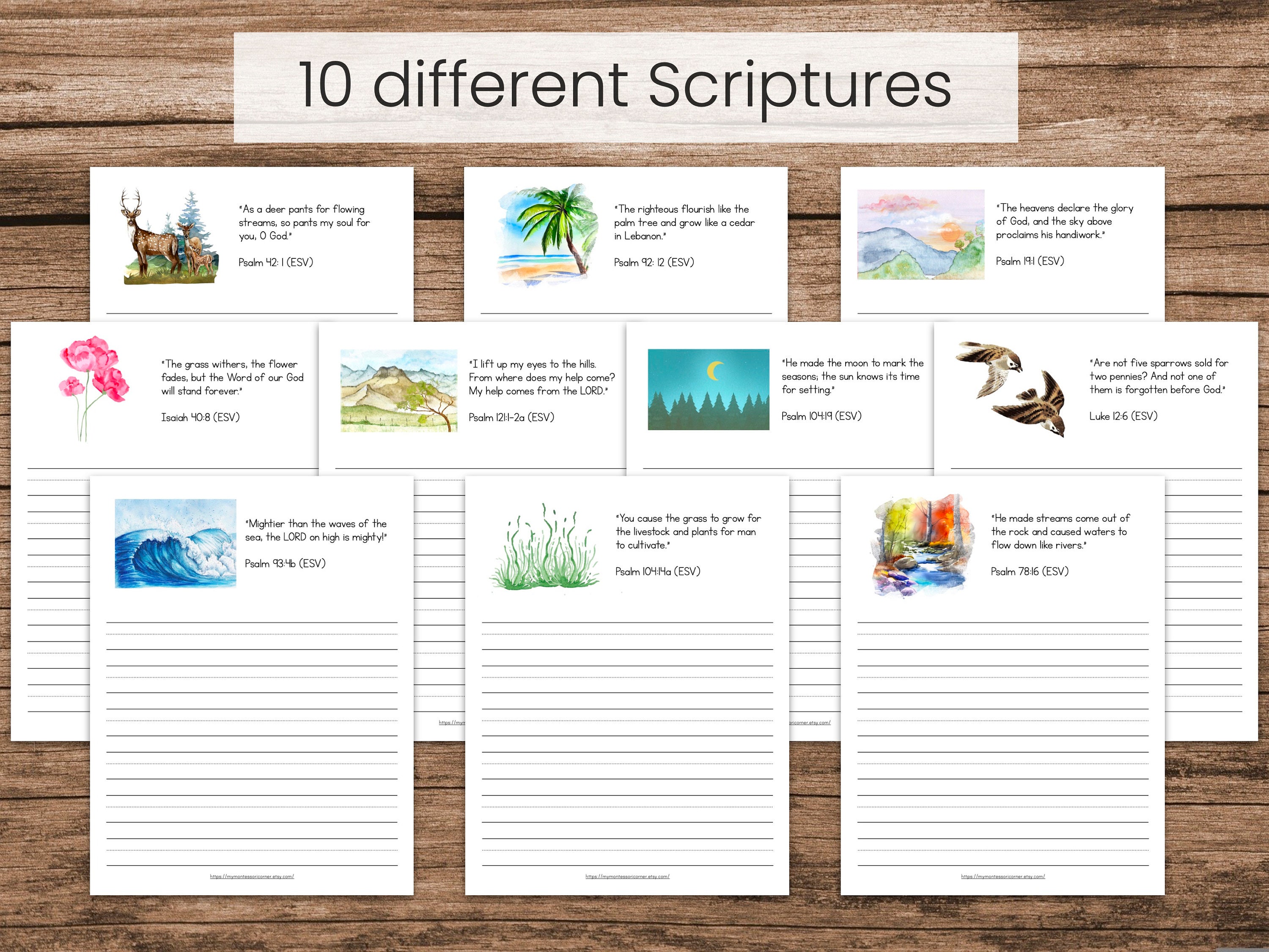 Nature Bible Verses Copywork (printable Tracing and Handwriting Pages ...