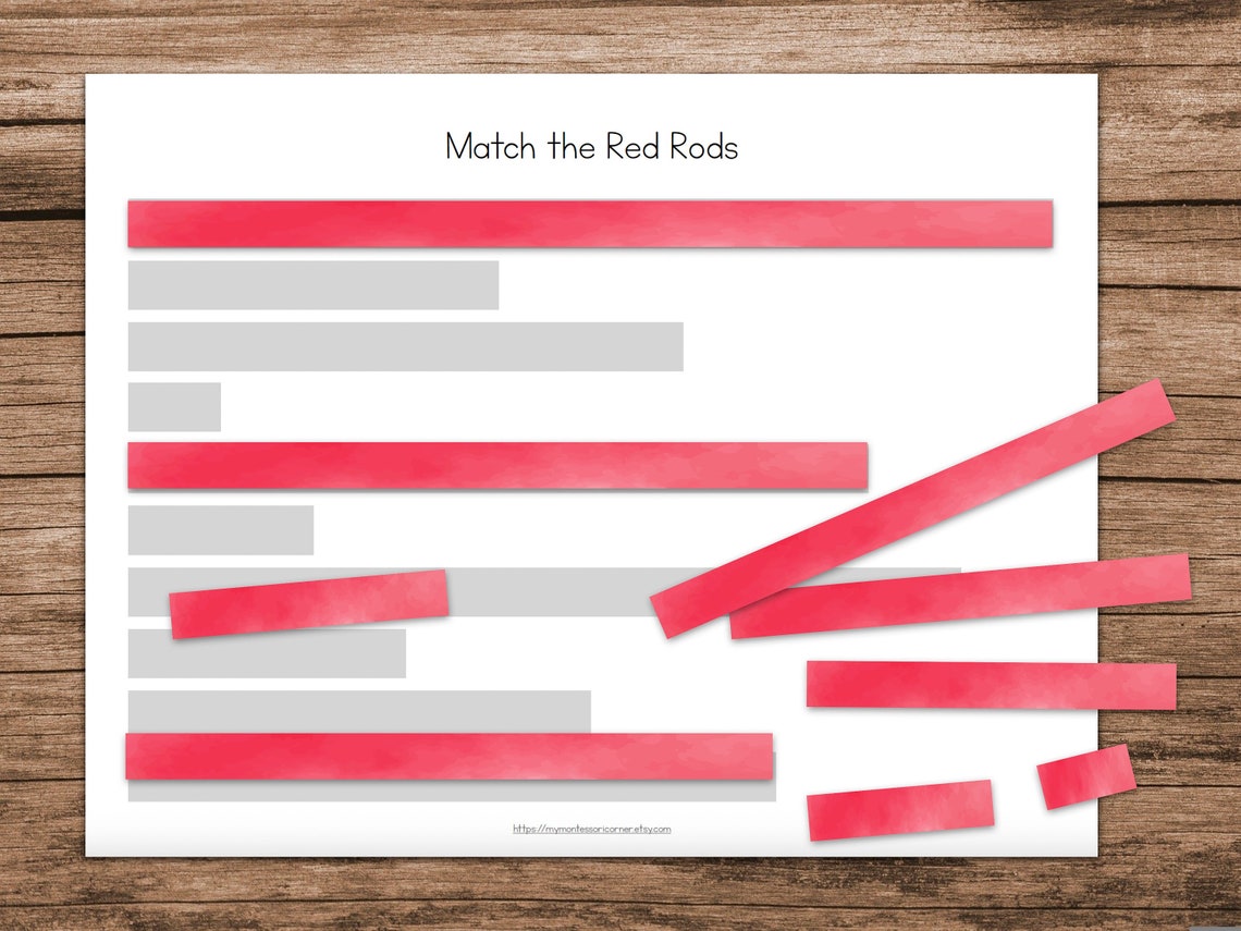 Montessori Red Rods Printable Activities - Etsy