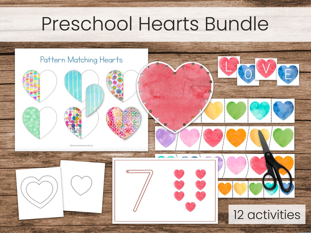Hearts Activities Preschool Bundle (montessori Printable Materials) - Etsy