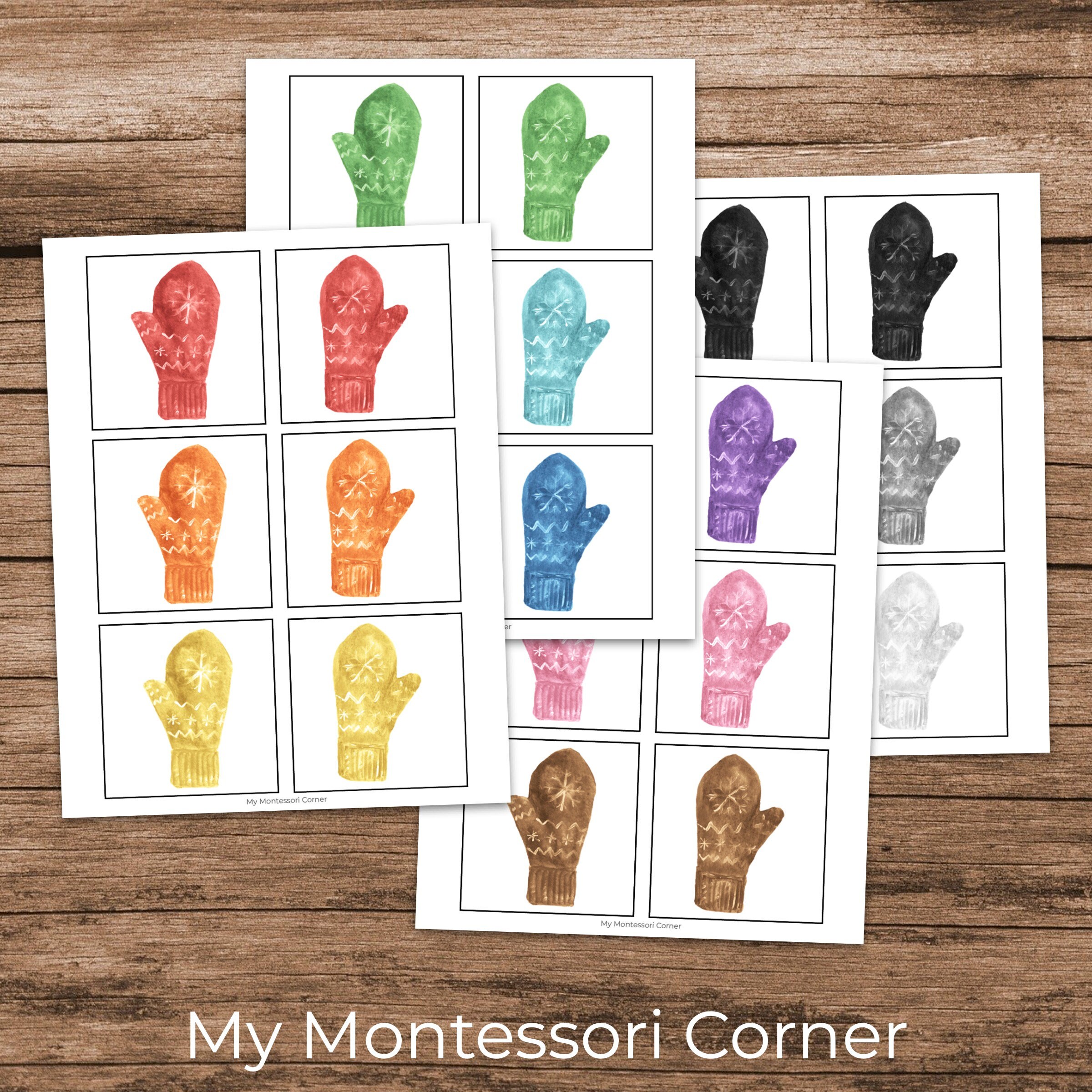 Winter Mittens Color Matching Cards, Montessori Preschool Printable ...