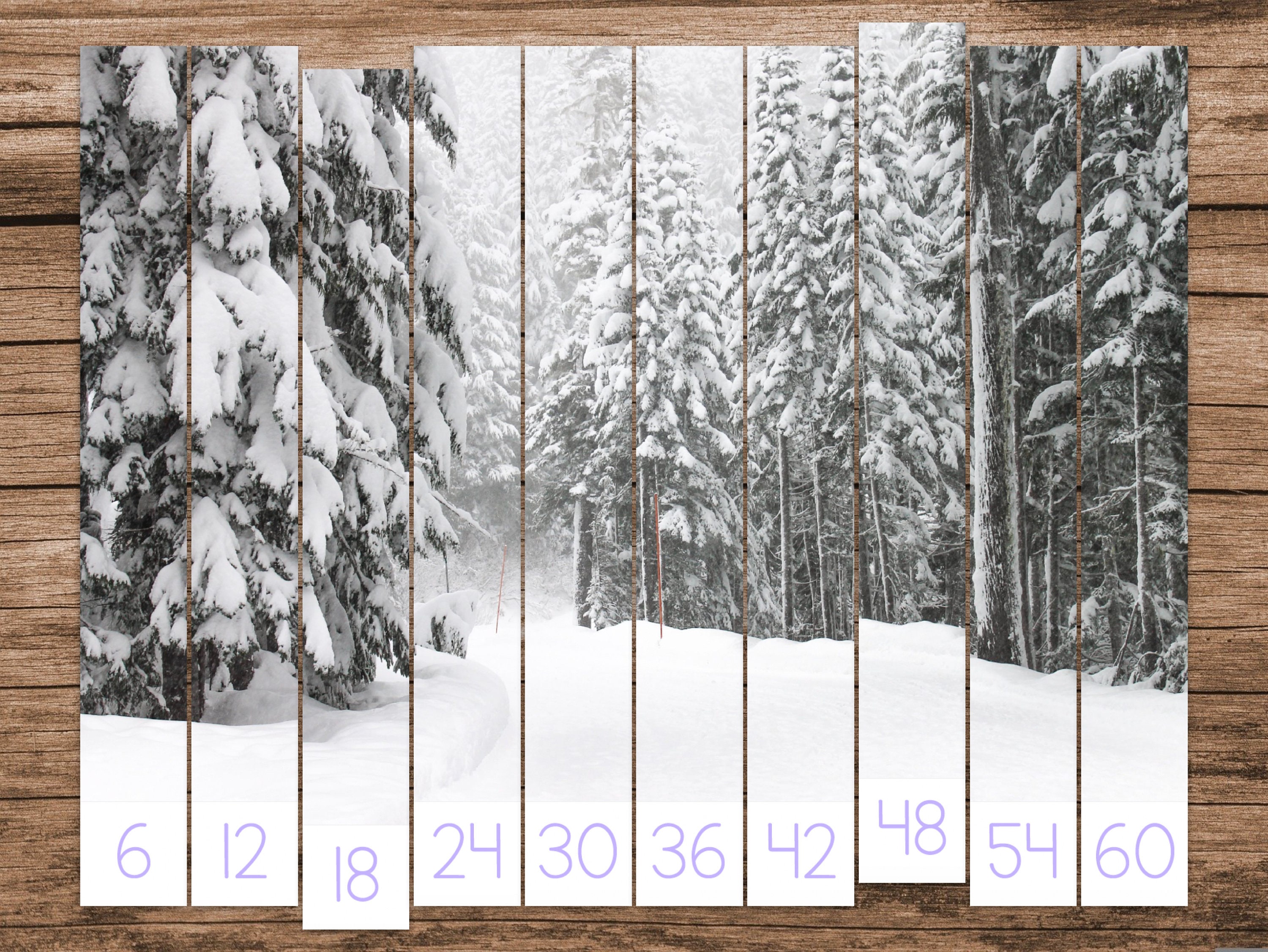 Winter Forest Skip Counting Puzzles (montessori Math Printable) - Etsy