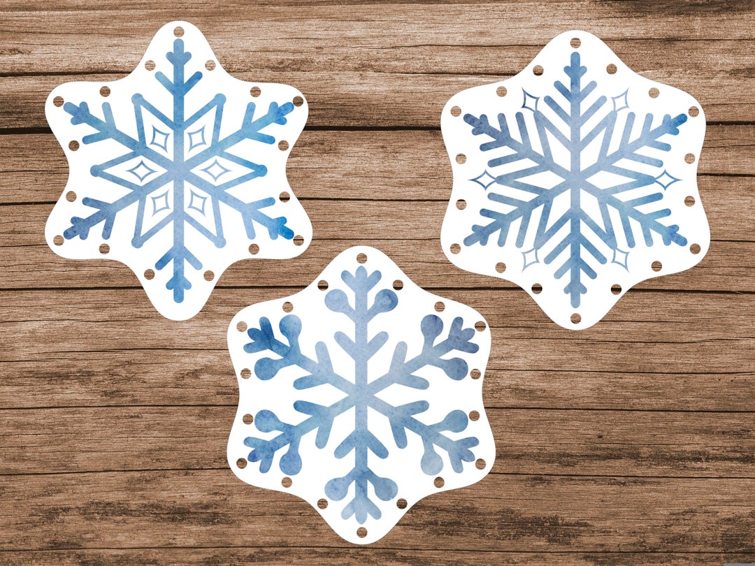 Winter Lacing Cards Snowflakes printable Preschool Fine - Etsy