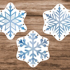 Winter Lacing Cards Snowflakes printable Preschool Fine - Etsy