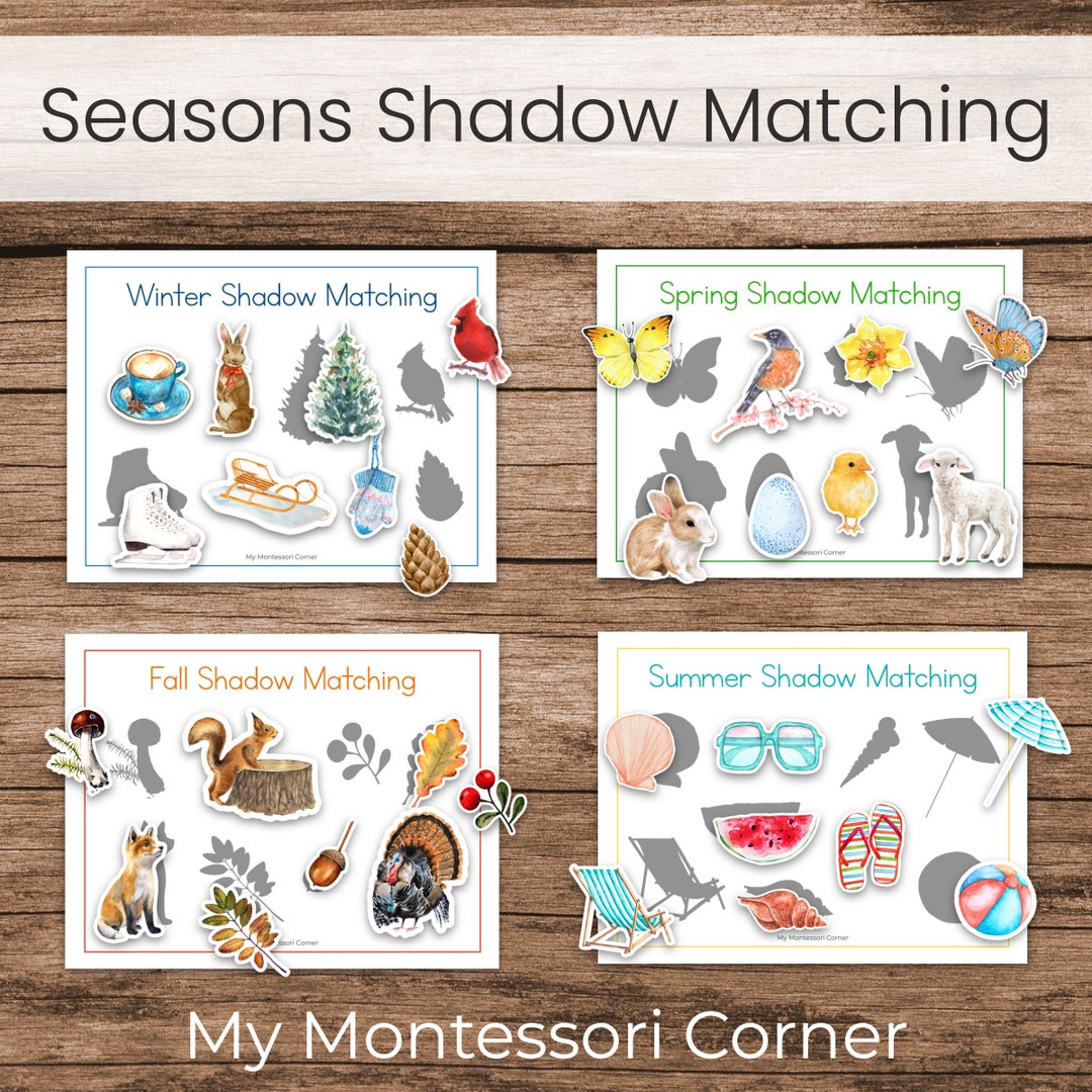 Seasons of the Year Shadow Matching and Sorting Mats (preschool ...