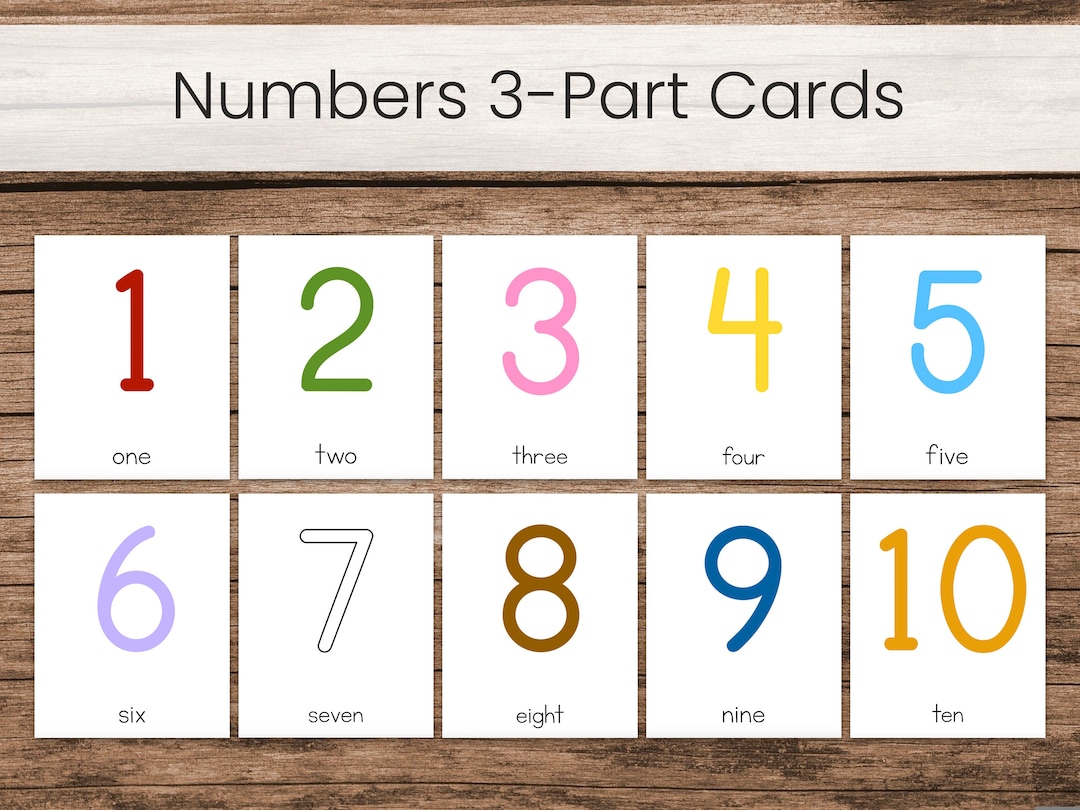 Montessori Number 3-part Cards printable Preschool Materials - Etsy
