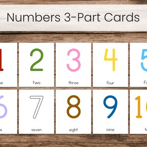 Montessori Number 3-part Cards printable Preschool Materials - Etsy