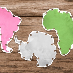 Montessori Continents Lacing Cards (preschool Fine Motor Printable) - Etsy