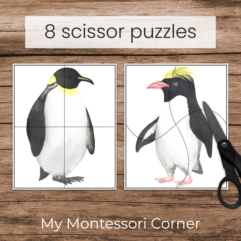 Penguin Scissor Strips and Cutting Practice (montessori Fine Motor ...