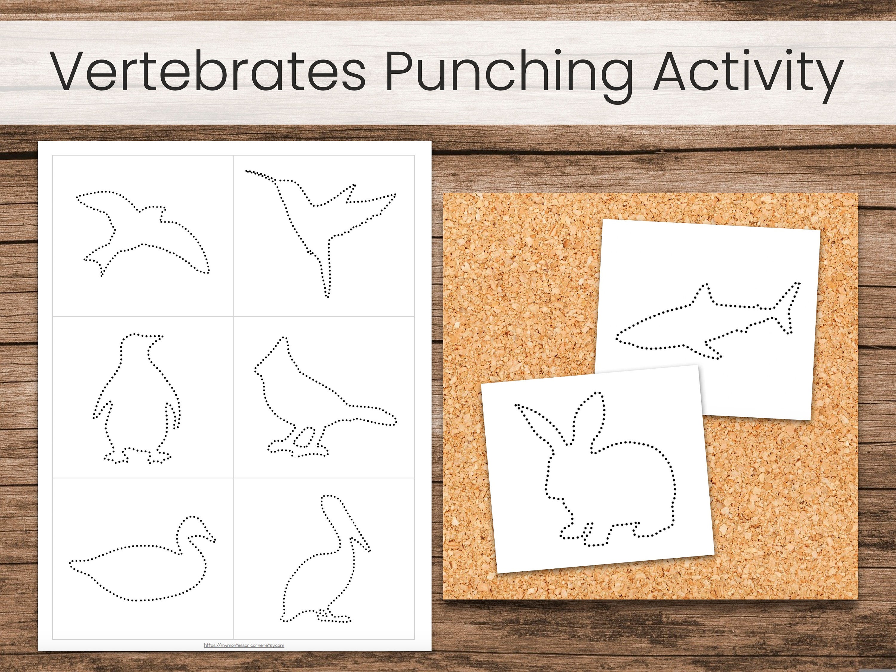 Vertebrates Punching or Tracing Activity (montessori Fine Motor ...