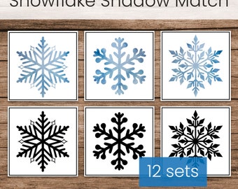 WINTER Shadow Matching Cards Montessori Printable Preschool Toddler ...