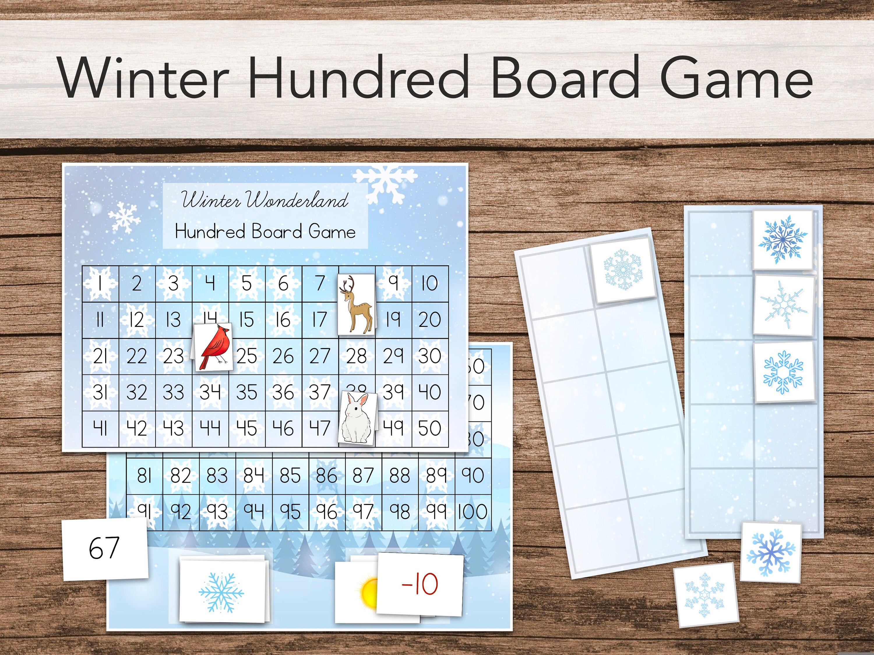 Montessori Math Printable Hundred Board Game: Winter Snowflake - Etsy