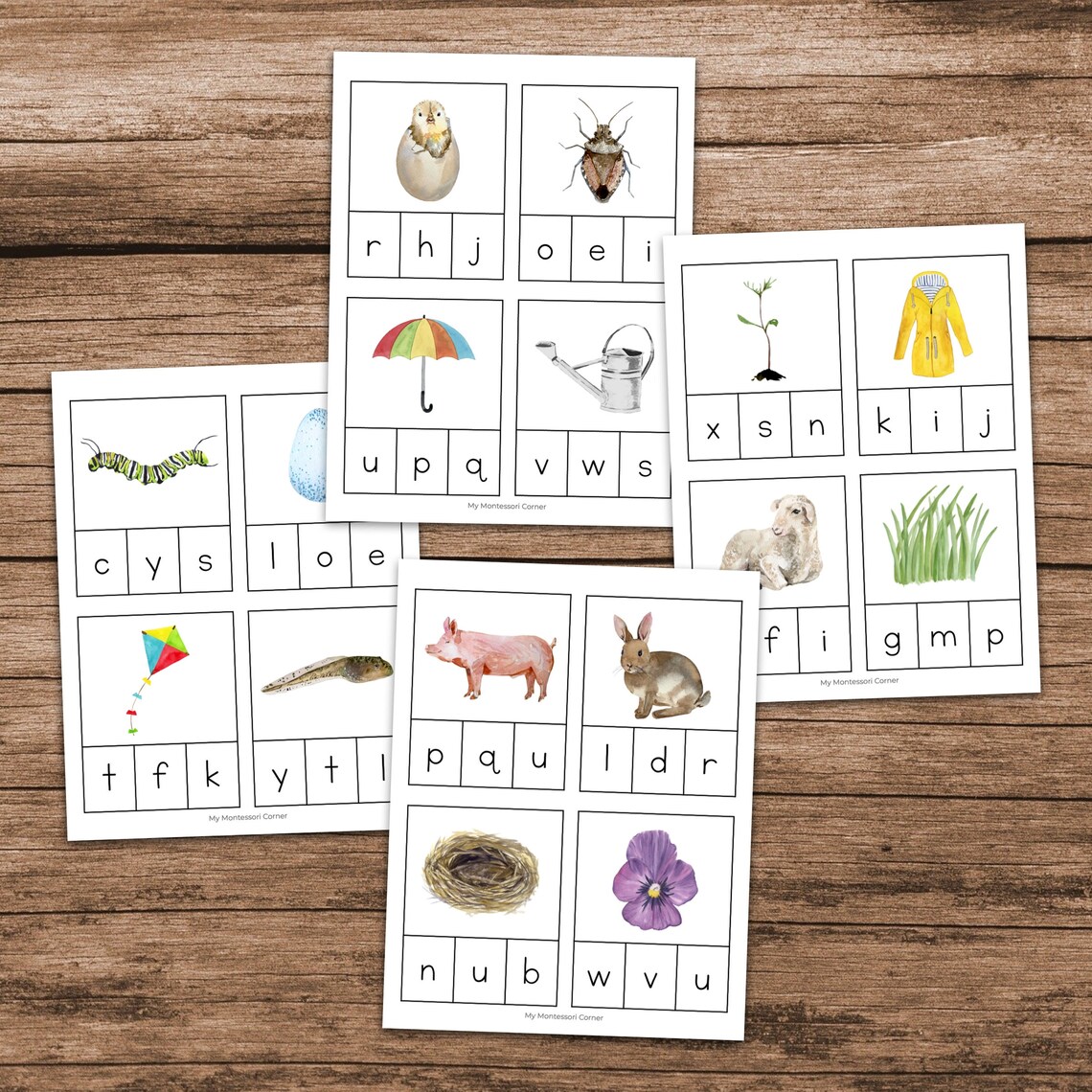 Spring Beginning Sounds Clip Cards (montessori Preschool Phonics ...