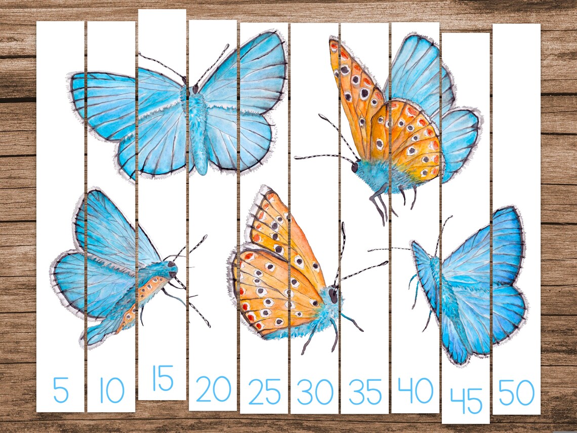 Spring Skip Counting Puzzles printable Watercolor Math Activity - Etsy