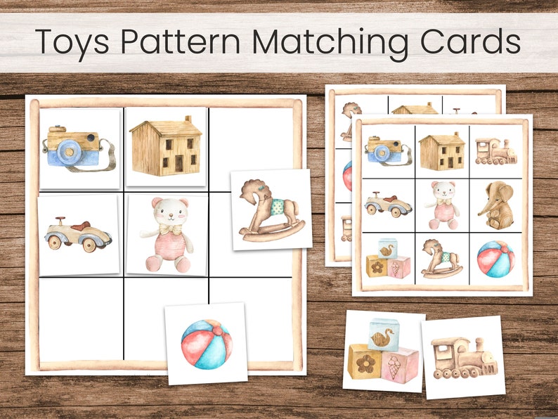 Toys Pattern Matching Cards preschool Printable Learning - Etsy