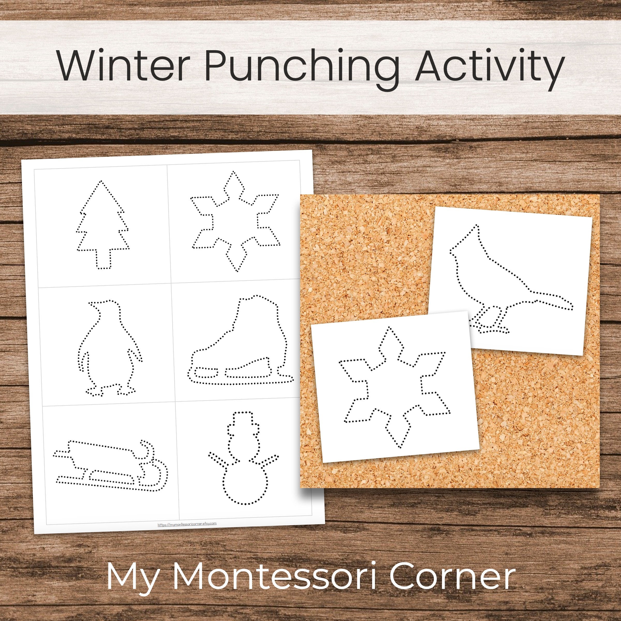 Winter Punching or Tracing Activity (montessori Fine Motor Printable ...