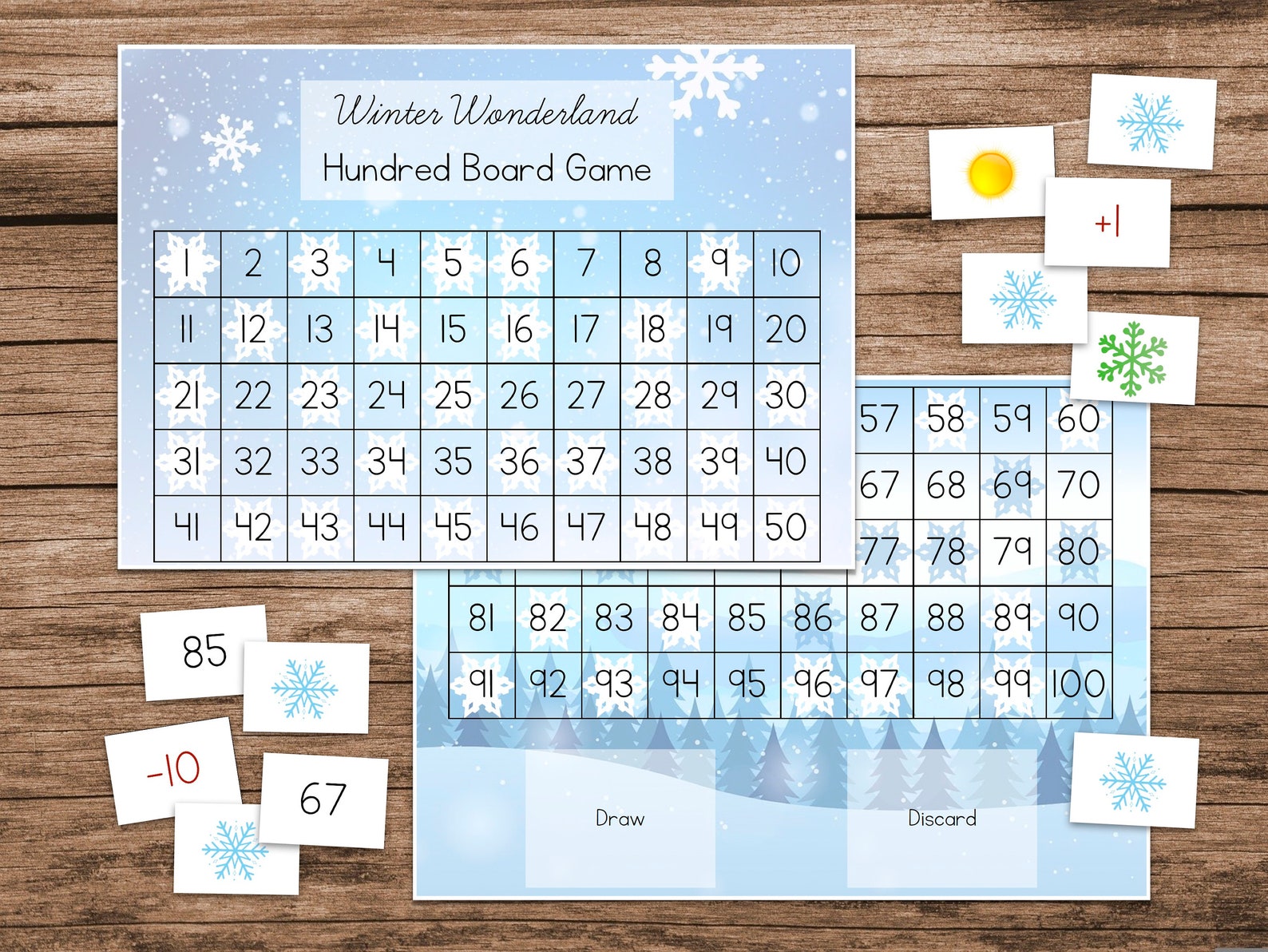 Montessori Math Printable Hundred Board Game: Winter Snowflake Theme - Etsy
