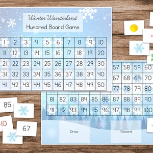 Montessori Math Printable Hundred Board Game: Winter Snowflake Theme - Etsy