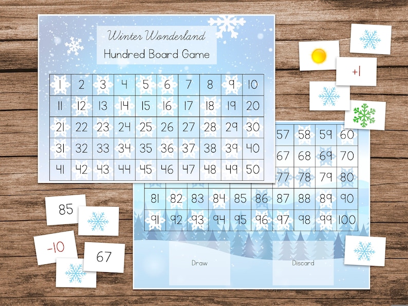 Montessori Math Printable Hundred Board Game: Winter Snowflake Theme - Etsy