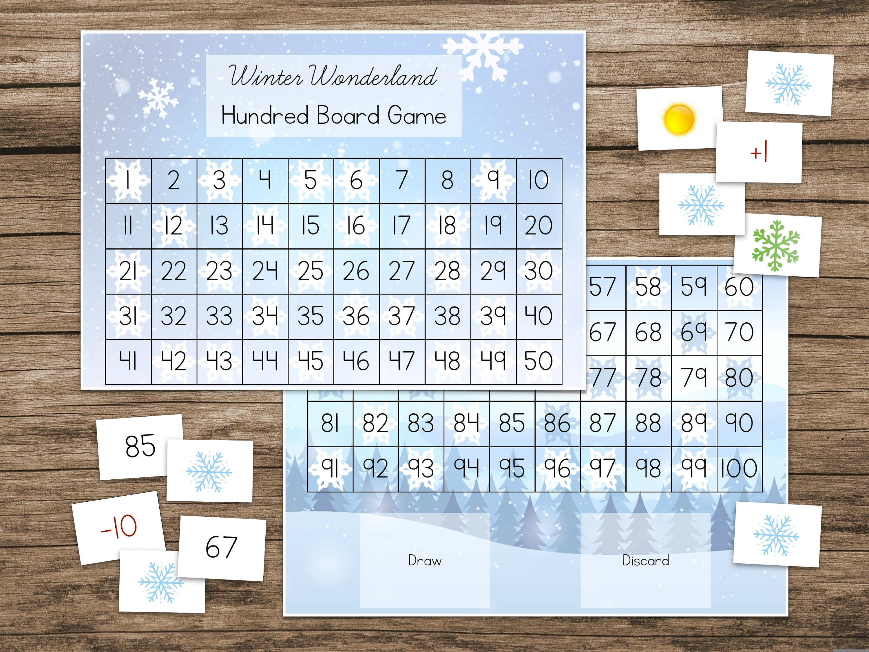 Montessori Math Printable Hundred Board Game: Winter Snowflake Theme - Etsy