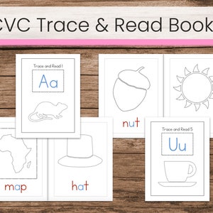 CVC Trace & Read Books (montessori Pink Series Printable) - Etsy