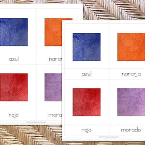 SPANISH Colors Montessori 3 Part Cards, Watercolor - Etsy