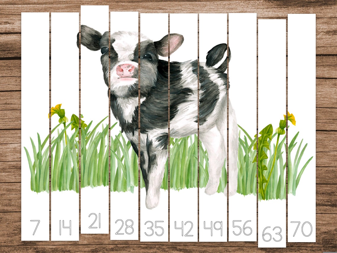 Spring Skip Counting Puzzles printable Watercolor Math Activity - Etsy