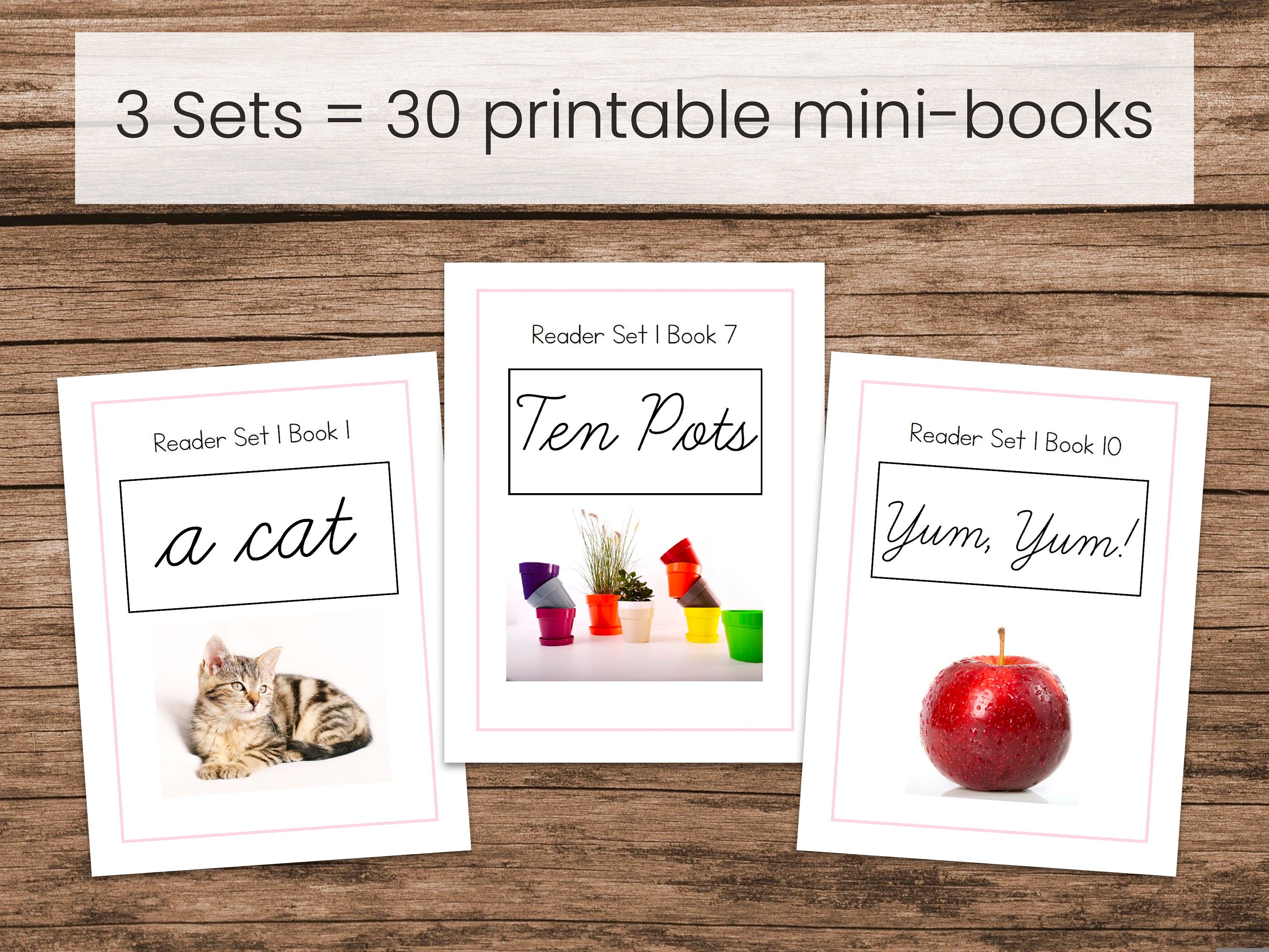 CURSIVE Pink Series Readers Bundle montessori CVC Reading Books - Etsy