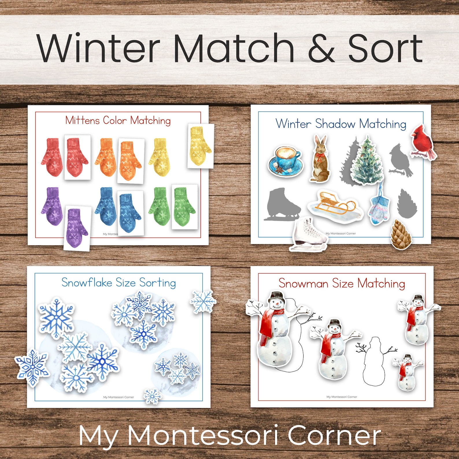 Winter Matching and Sorting Activities (montessori Preschool Binder ...