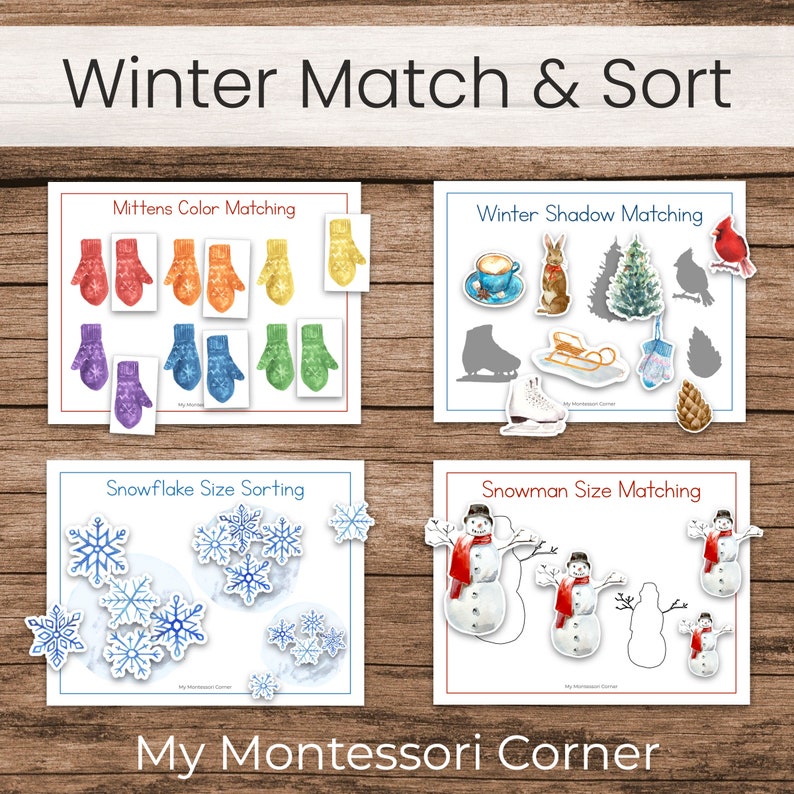 Winter Matching and Sorting Activities (montessori Preschool Binder ...