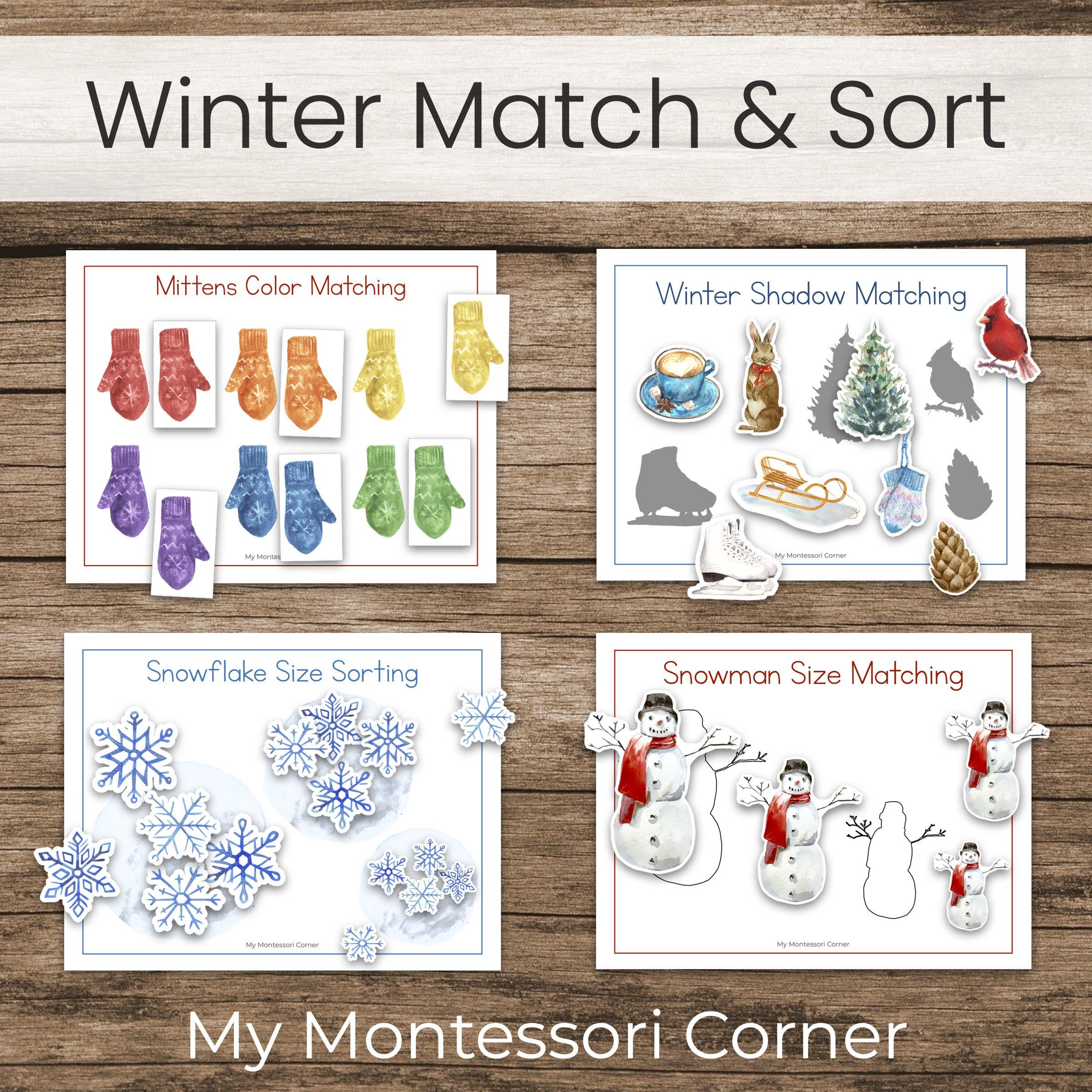 Winter Matching and Sorting Activities (montessori Preschool Binder ...
