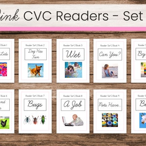 CURSIVE Pink Series Readers Bundle (montessori CVC Reading Books) - Etsy