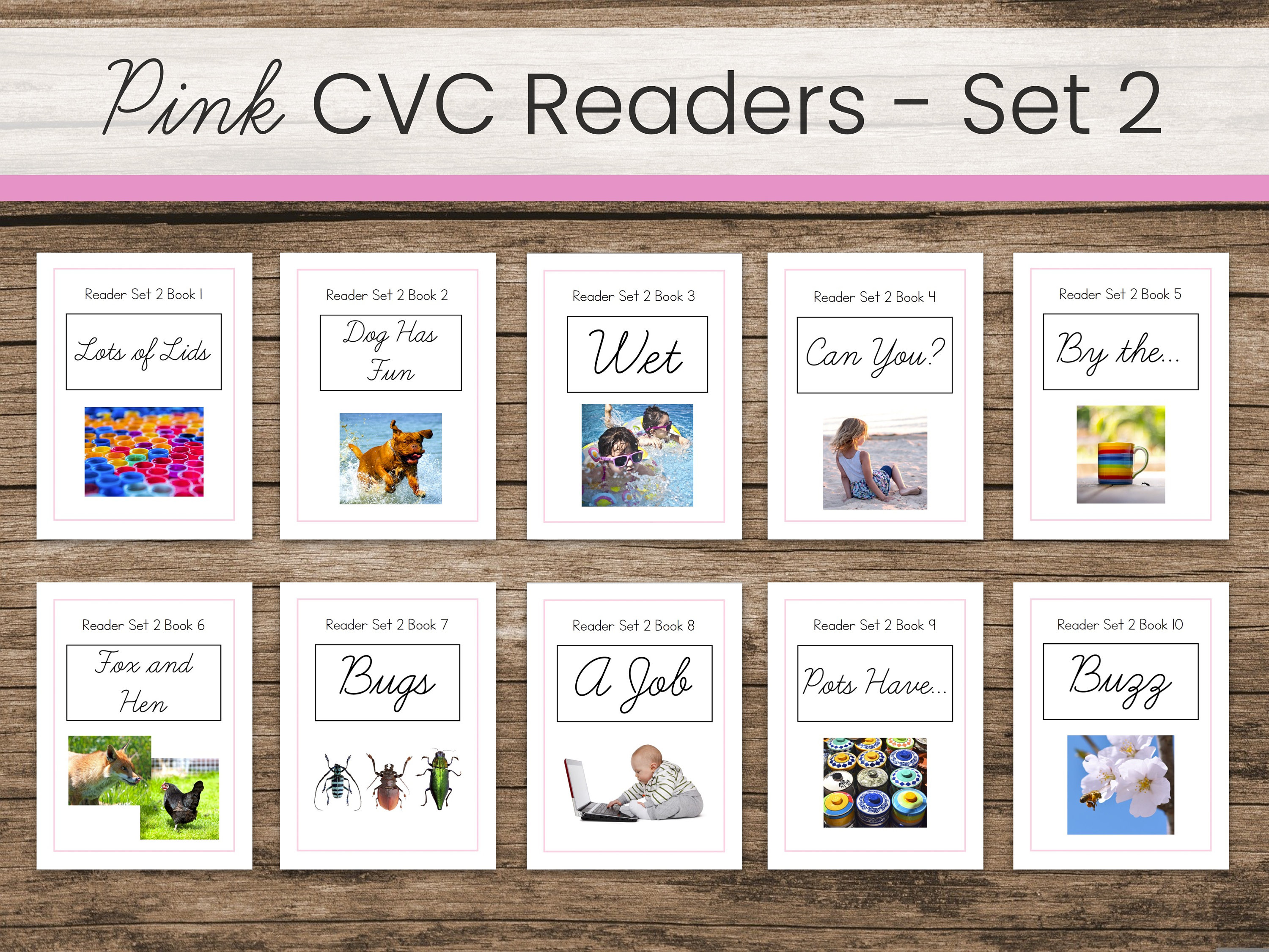 CURSIVE Pink Series Readers Bundle montessori CVC Reading Books - Etsy