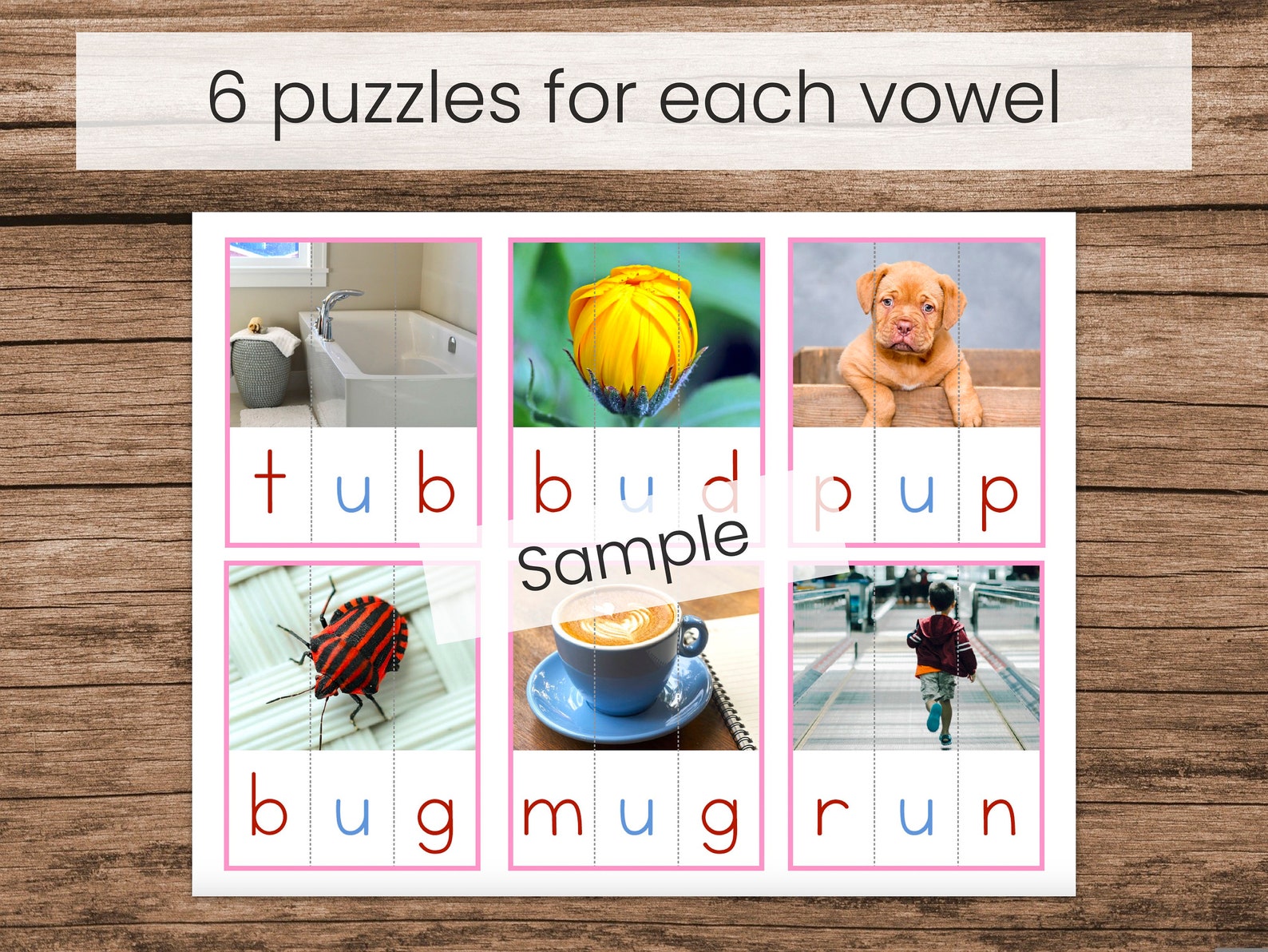 CVC Picture Word Puzzles (montessori Pink Series Printable) - Etsy