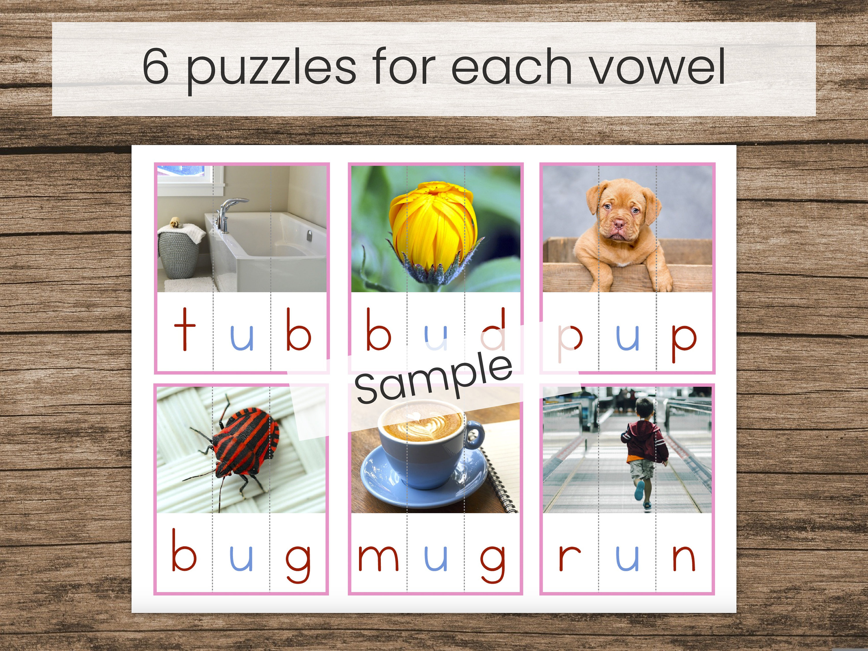 CVC Picture Word Puzzles montessori Pink Series Printable - Etsy