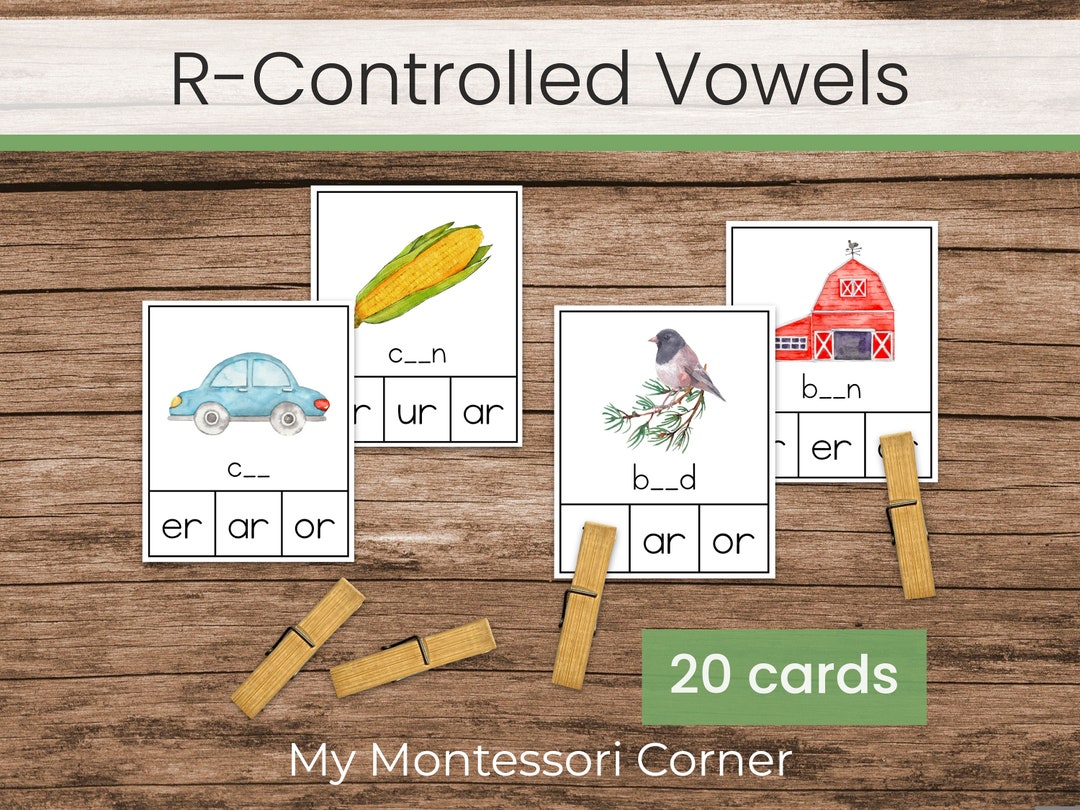 R-controlled Vowels Clip Cards (montessori Green Series Reading and ...