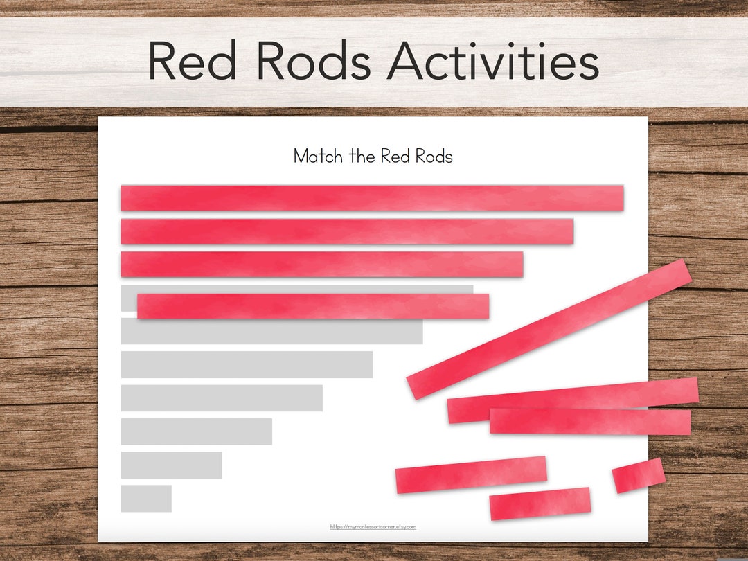 Montessori Red Rods Printable Activities - Etsy