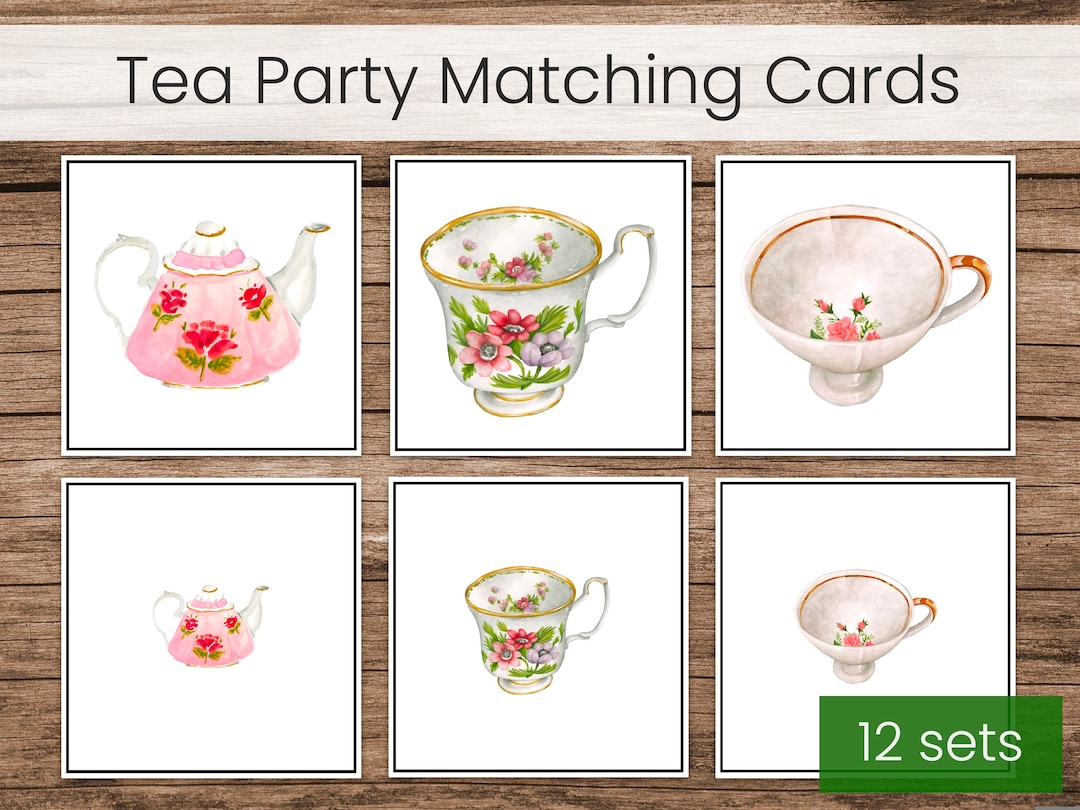 Tea Party Preschool Matching Cards and Memory Game Printable - Etsy