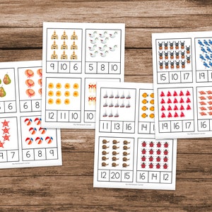 Summer Count and Clip Cards 1-20 (montessori Preschool Math Printable ...