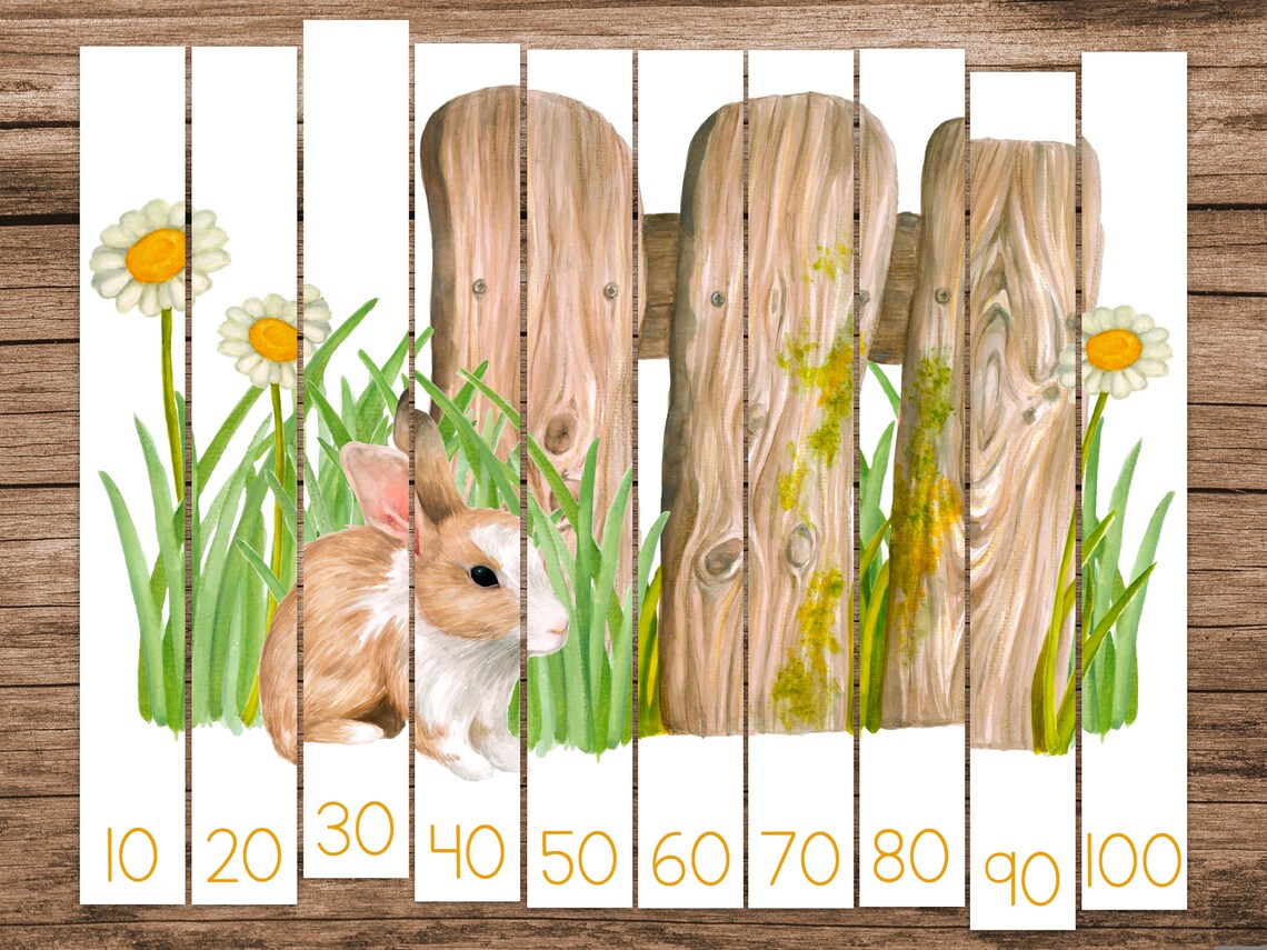 Spring Skip Counting Puzzles printable Watercolor Math Activity - Etsy