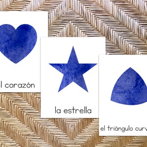 SPANISH Geometric Shapes 3 Part Cards, Watercolor: Montessori ...