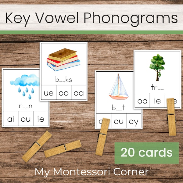 Beginning Consonant Blends Clip Cards montessori Blue Series Printable ...
