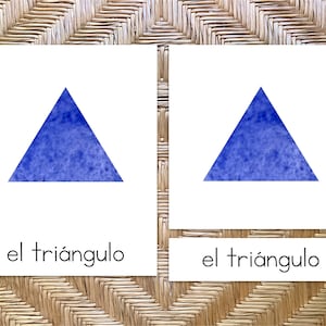 SPANISH Geometric Shapes 3 Part Cards, Watercolor: Montessori ...