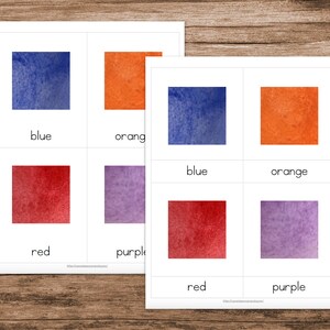 Montessori Colors 3 Part Cards, Watercolor - Etsy