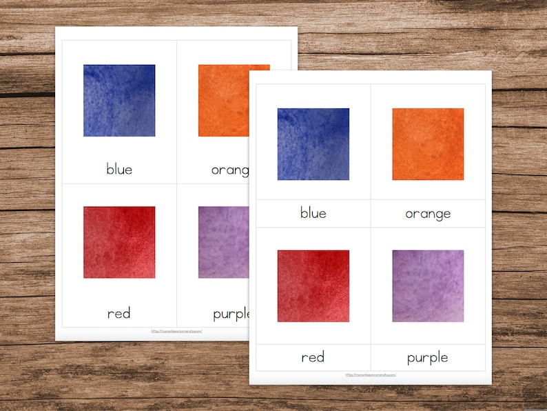 Montessori Colors 3 Part Cards, Watercolor - Etsy
